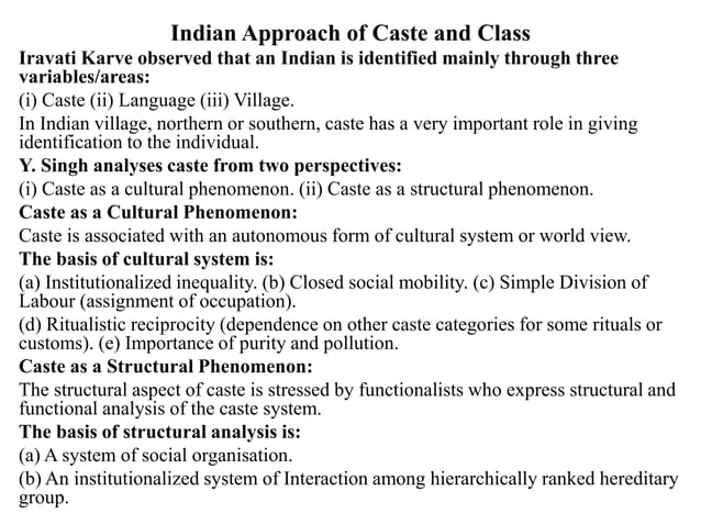 Political sociology - Caste and Class | PPTX | Hinduism | Religion & Spirituality