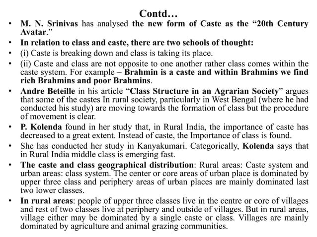 Political sociology - Caste and Class | PPTX | Hinduism | Religion & Spirituality
