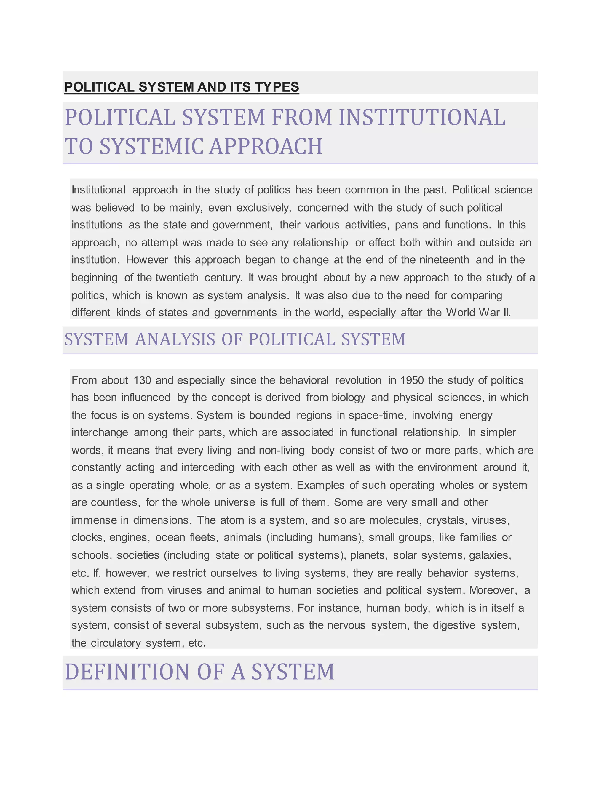 Political system and its approach | PDF | Free Download
