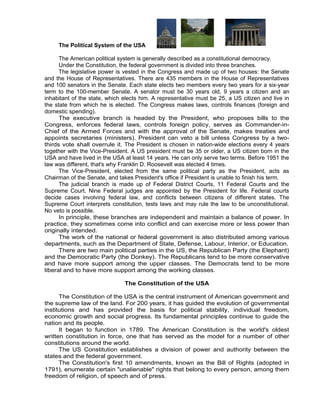Political System of the USA | DOC