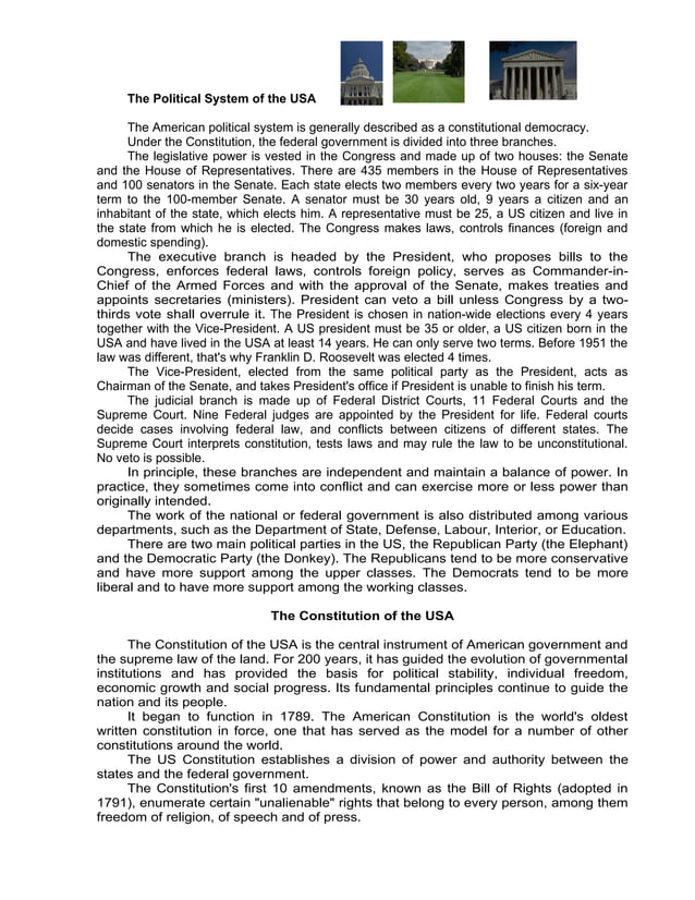 Political System of the USA | DOC