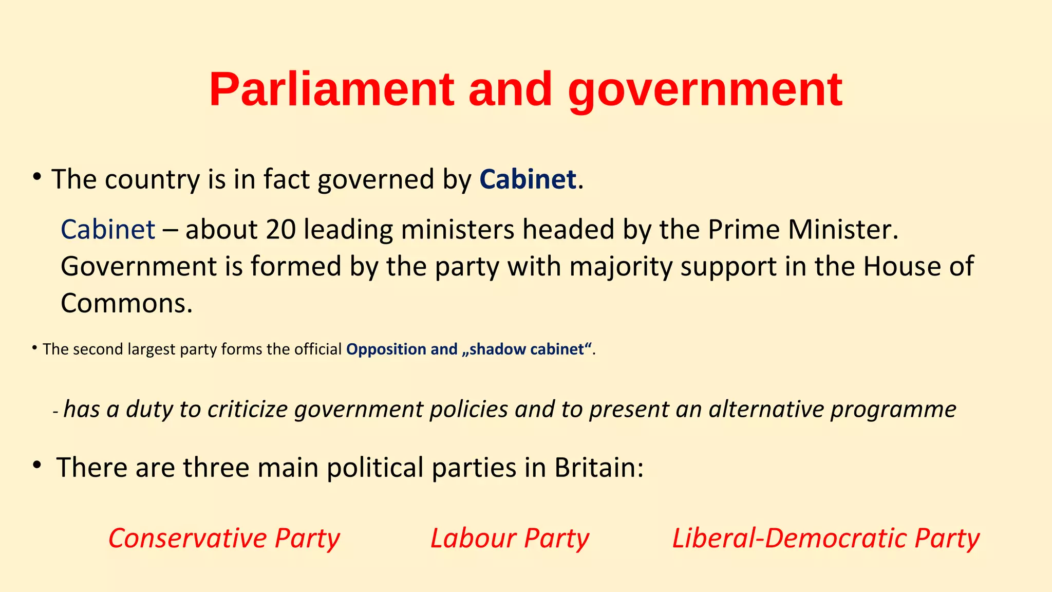 Political system of The United Kingdom | PPT