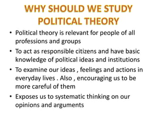 Political theory- An introduction | PPTX