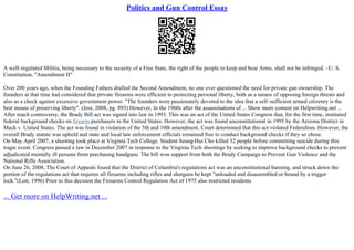 Politics And Gun Control Essay | PPT
