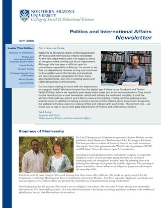 Politics Newsletter, Spring 2009 | PDF