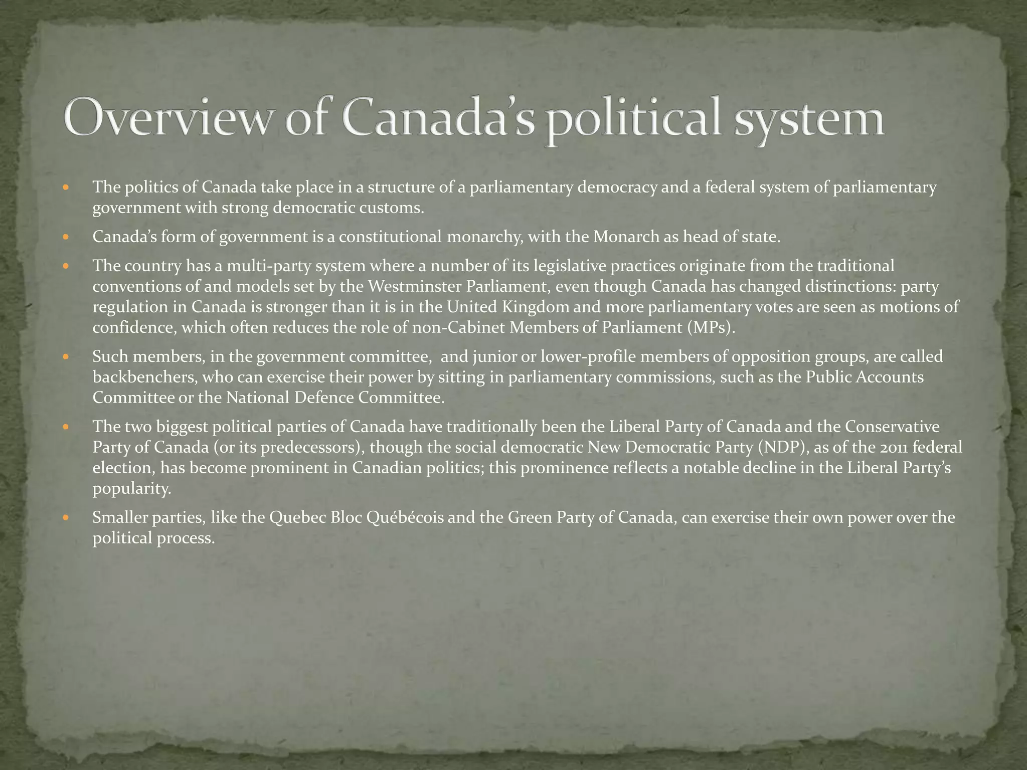 Politics of Canada | PPTX