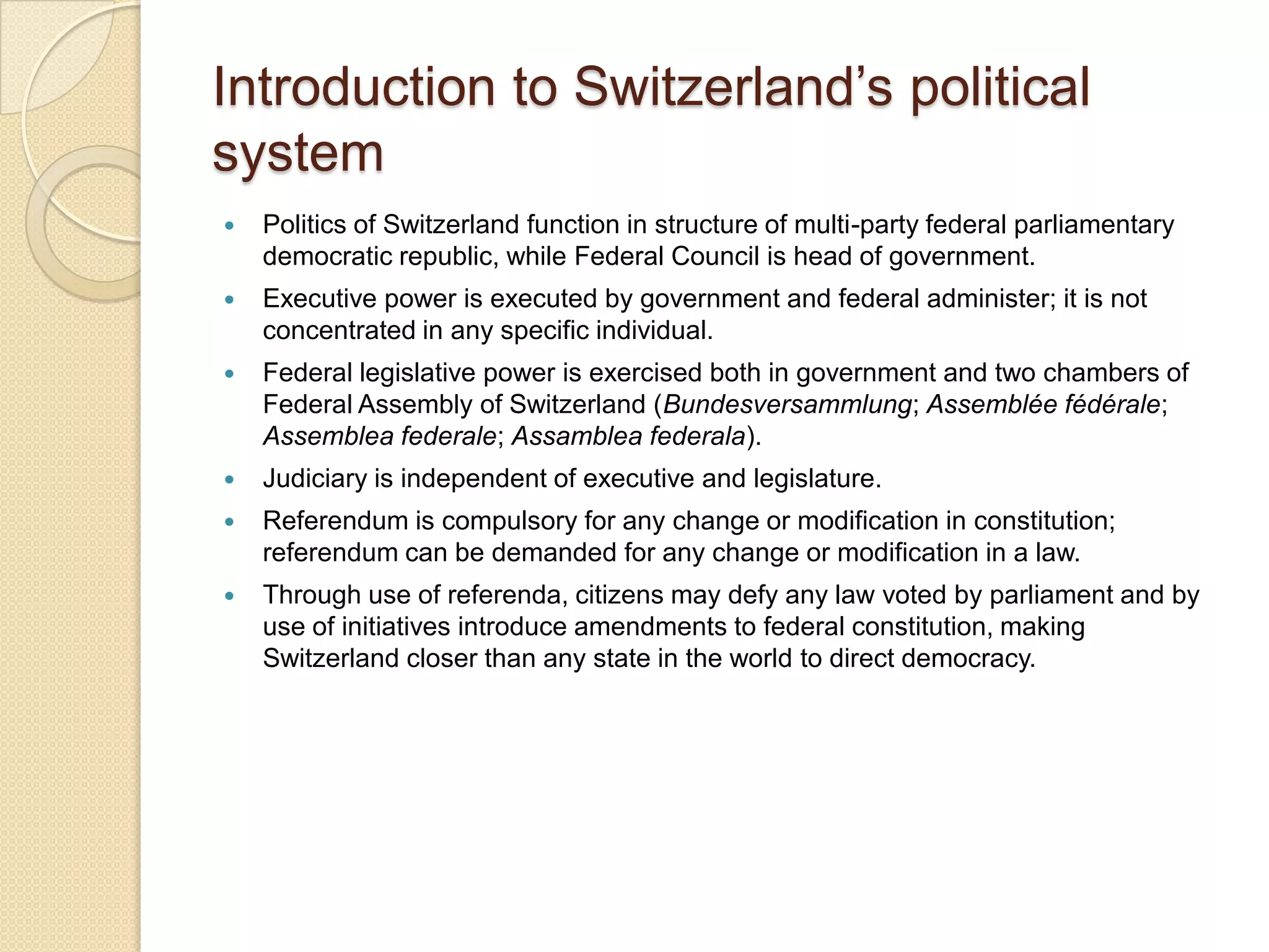 Politics of Switzerland | PPTX