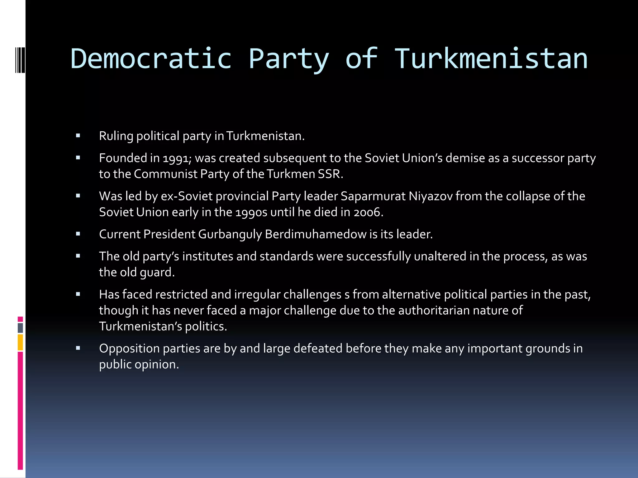 Politics of Turkmenistan | PPTX | Civic affairs | Politics