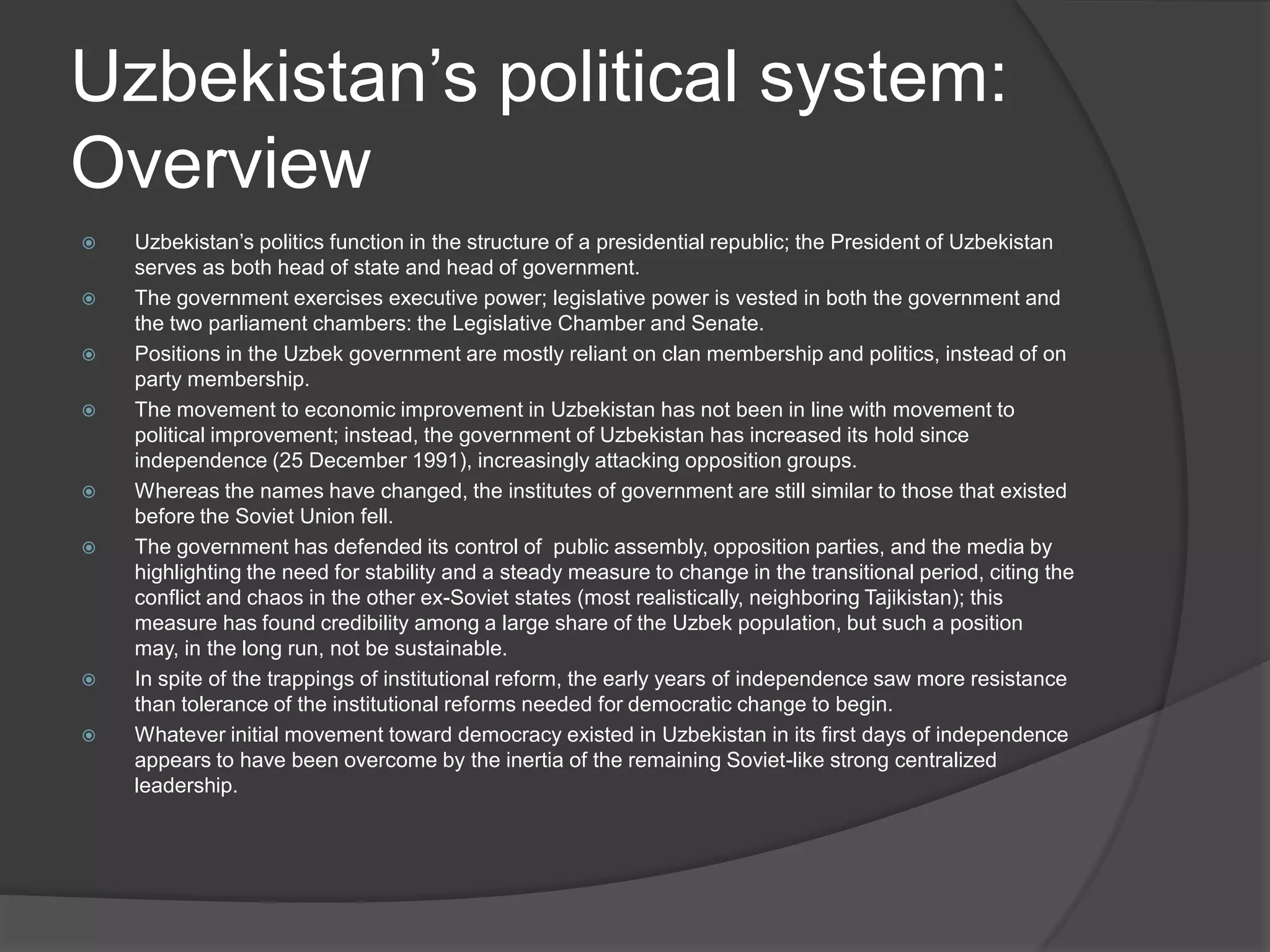 Politics of Uzbekistan | PPTX
