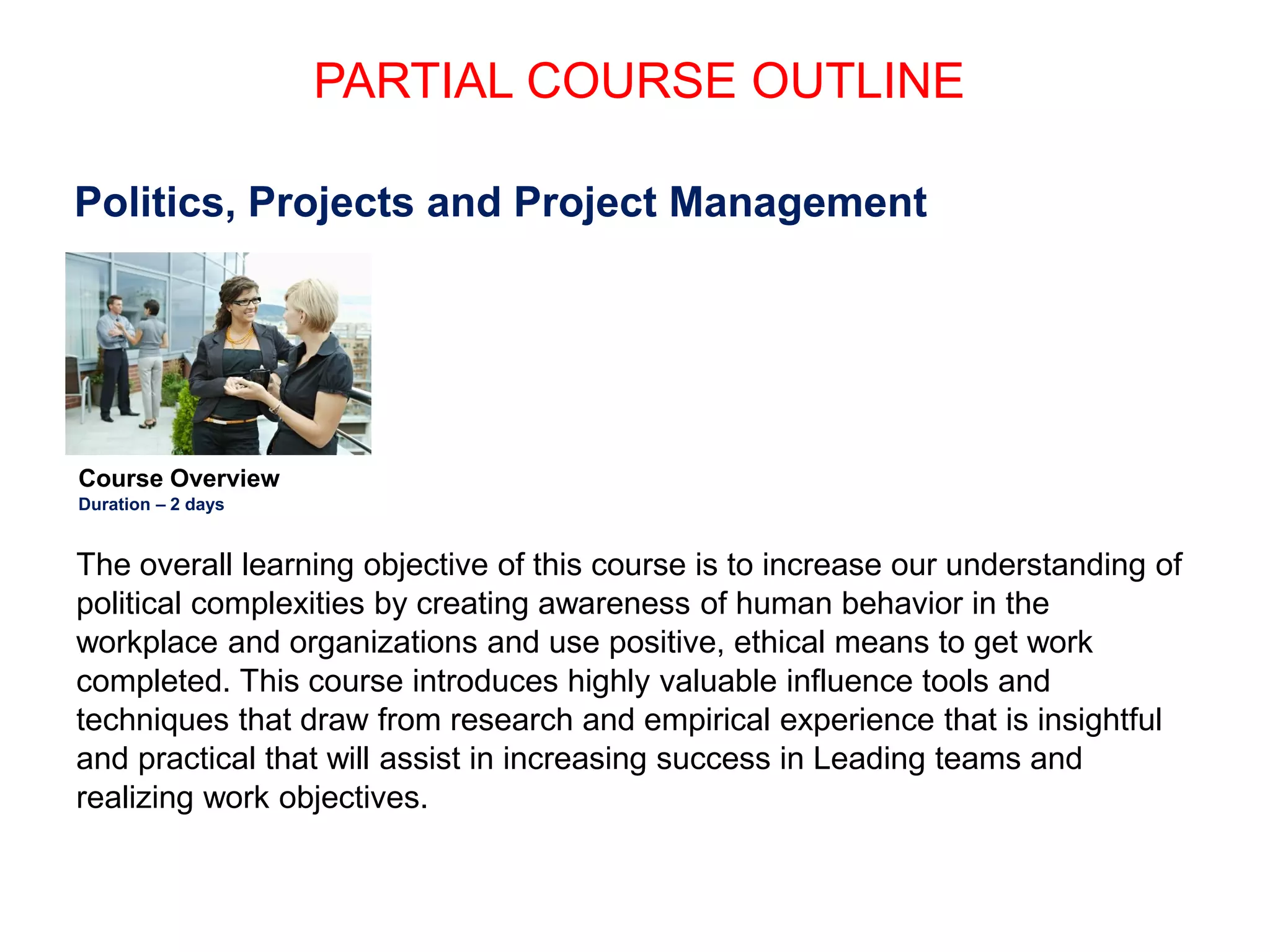 Politics, Projects and Project Management sample slides | PDF