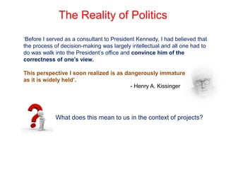 Politics, Projects and Project Management sample slides | PDF