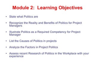 Politics, Projects and Project Management sample slides | PPT