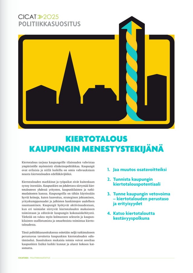 CICAT2025 Politiikkasuositus - Kiertotalous kaupunkien menestystekijänä | PDF