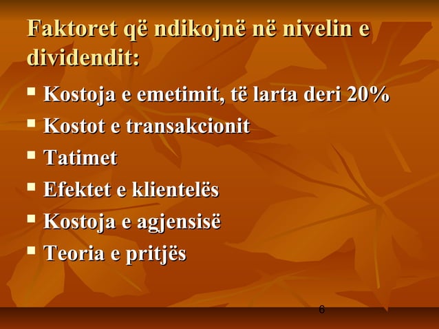 Politika e dividendit | PPT