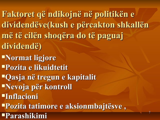 Politika e dividendit | PPT