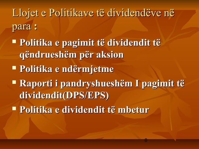 Politika e dividendit | PPT