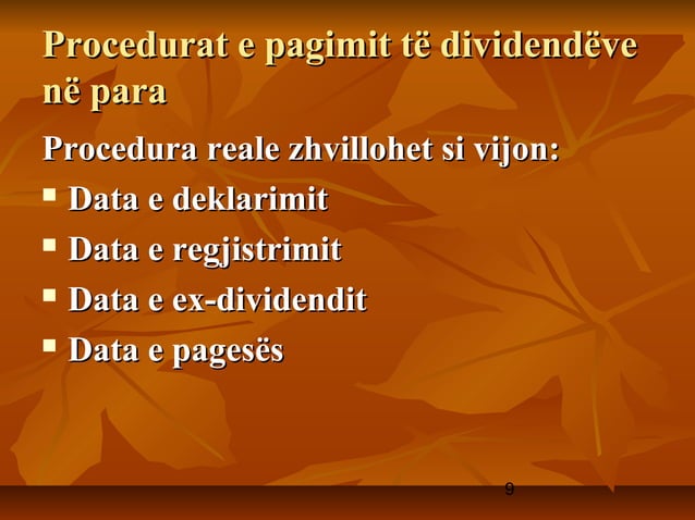 Politika e dividendit | PPT