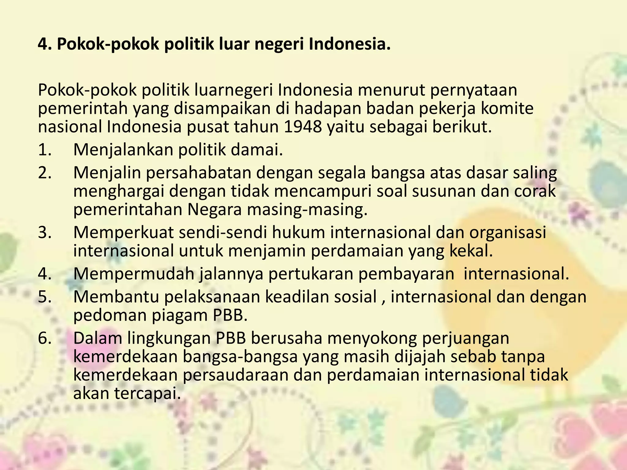 Politik luar negeri indonesia dan organisasi internasional ppt | PPTX
