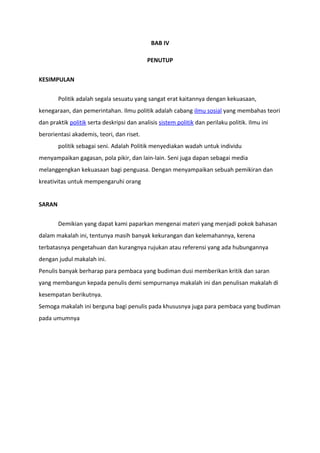 Politik sebagai seni | DOC