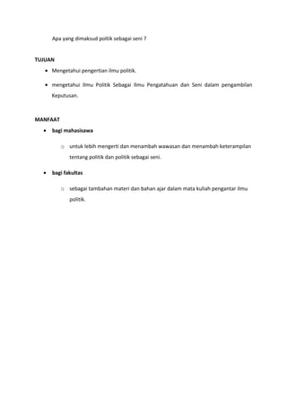 Politik sebagai seni | DOC