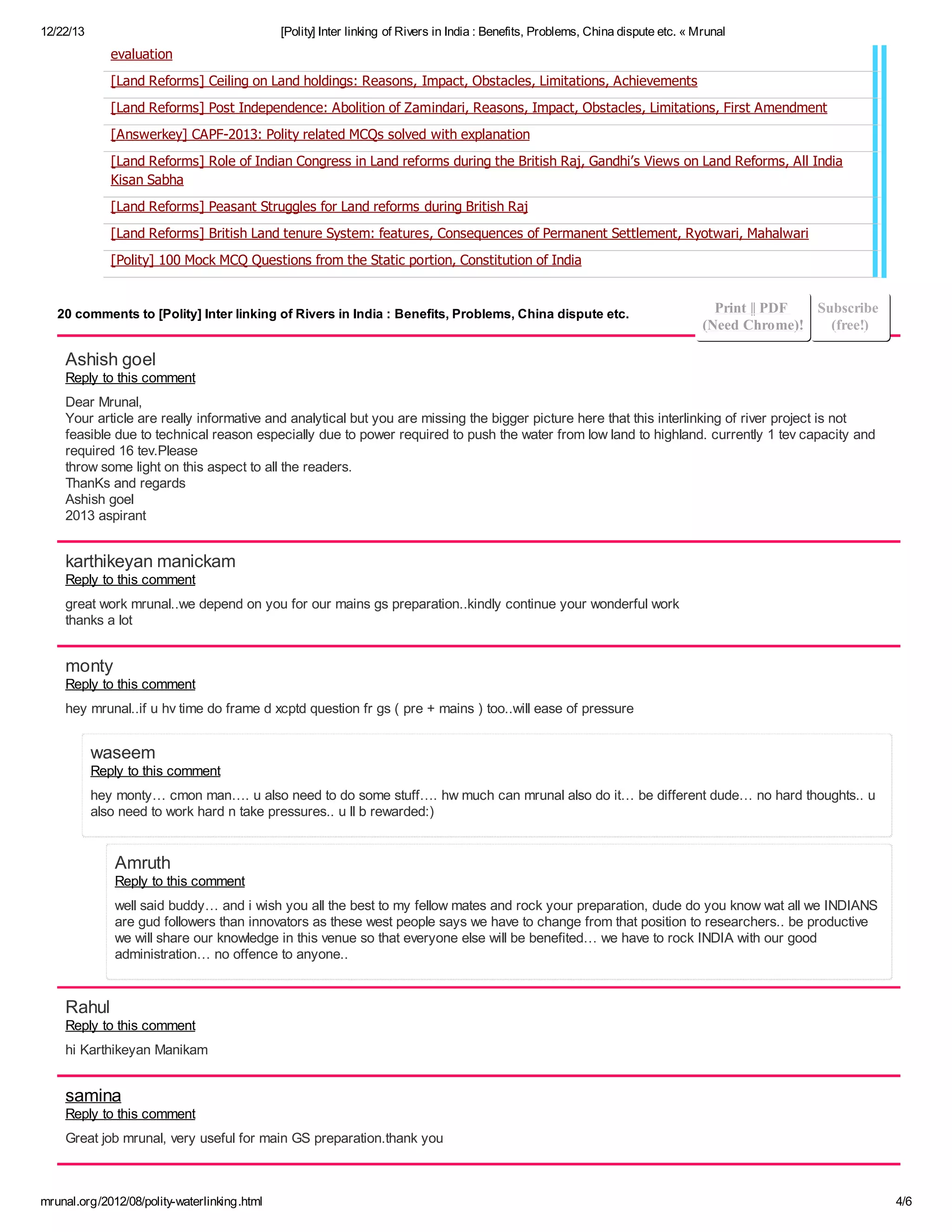 [Polity] inter linking of rivers in india benefits, problems, china ...