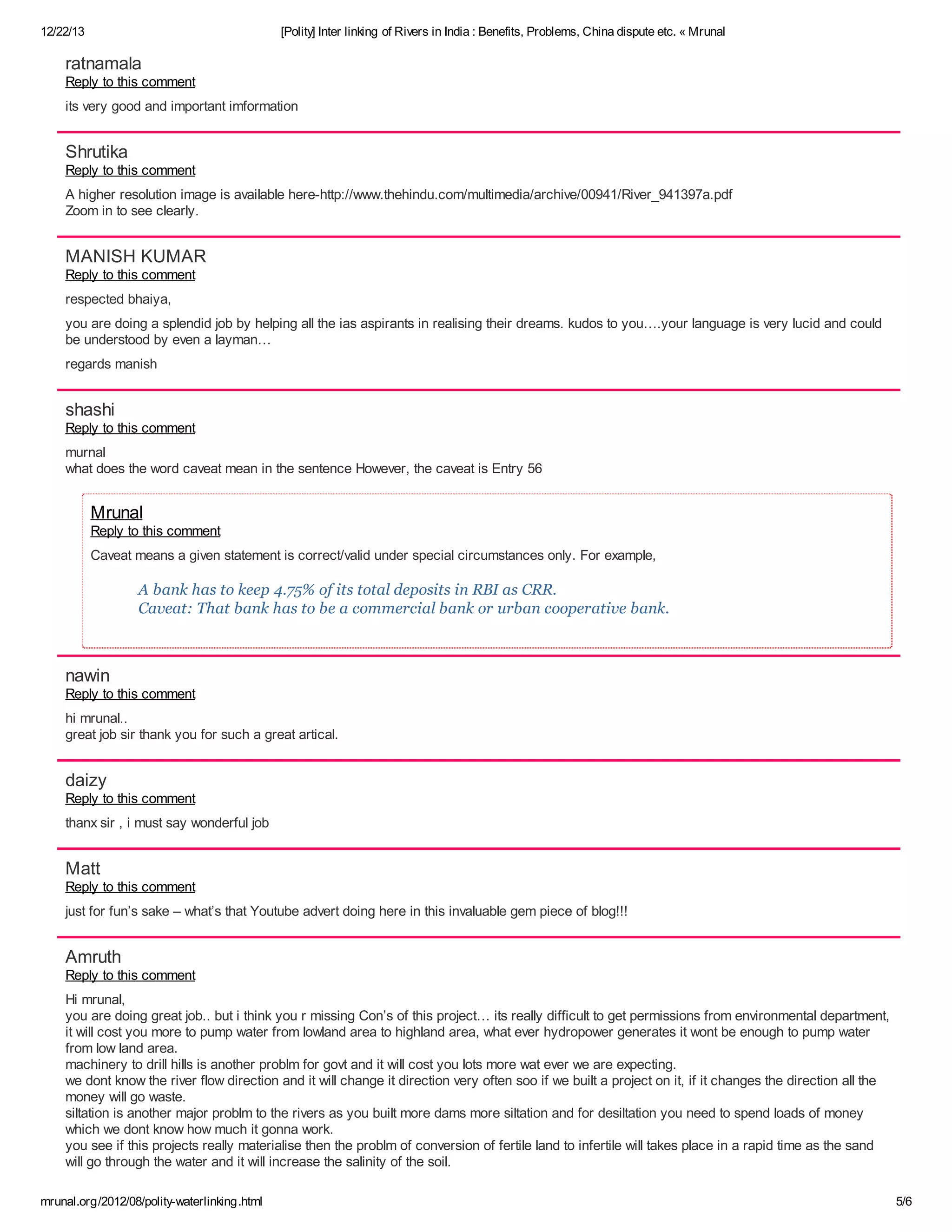 [Polity] inter linking of rivers in india benefits, problems, china ...