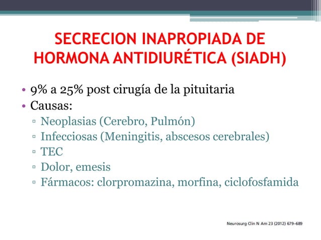 Diabetes Insípida Central, SIADH y Síndrome perdedor de Sal post ...