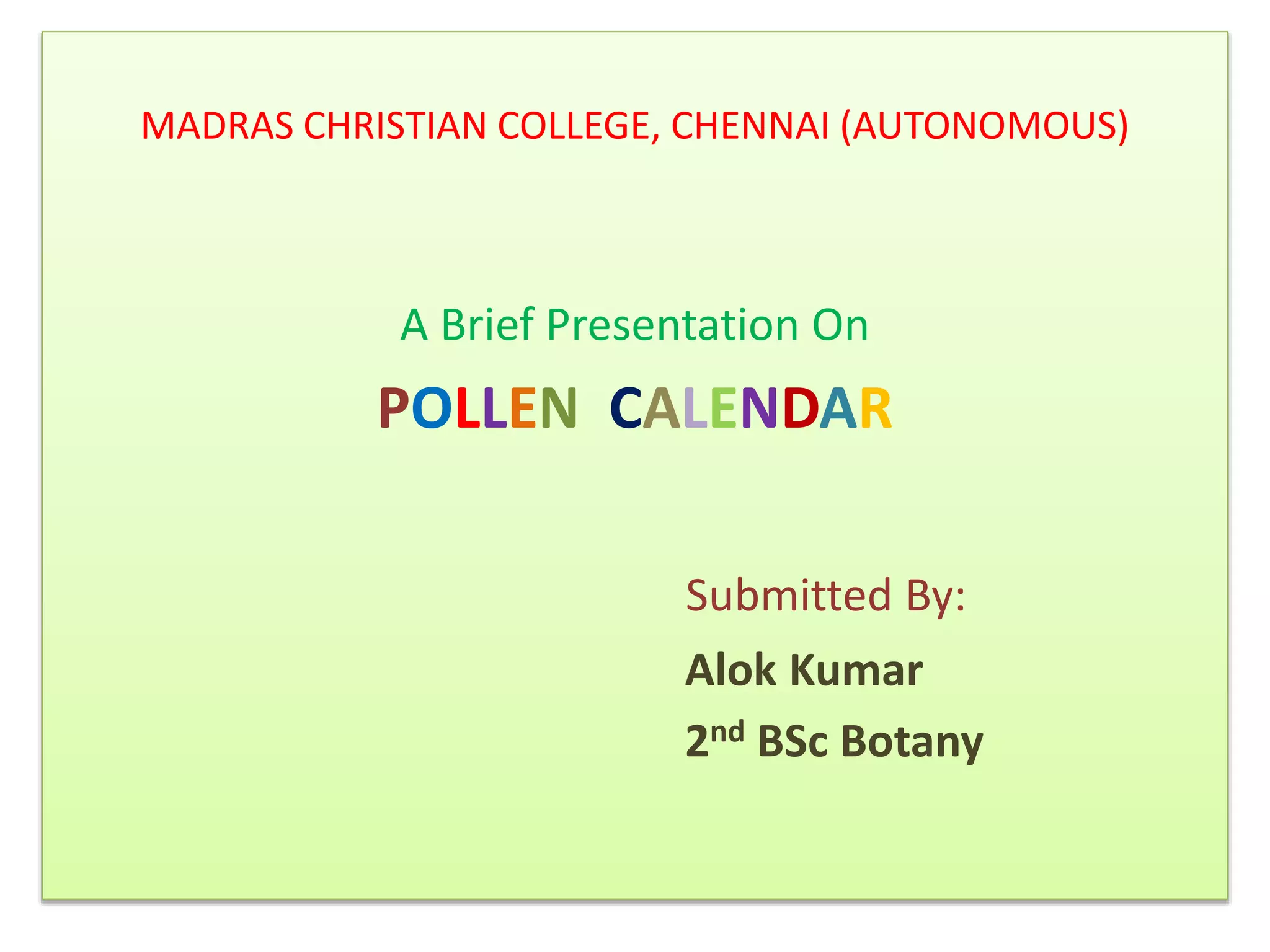 Pollen calendar | PPTX