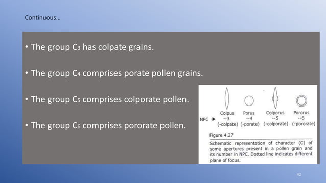 Pollen morphology, exine sculpturing, pollen kitt,NPC and ...