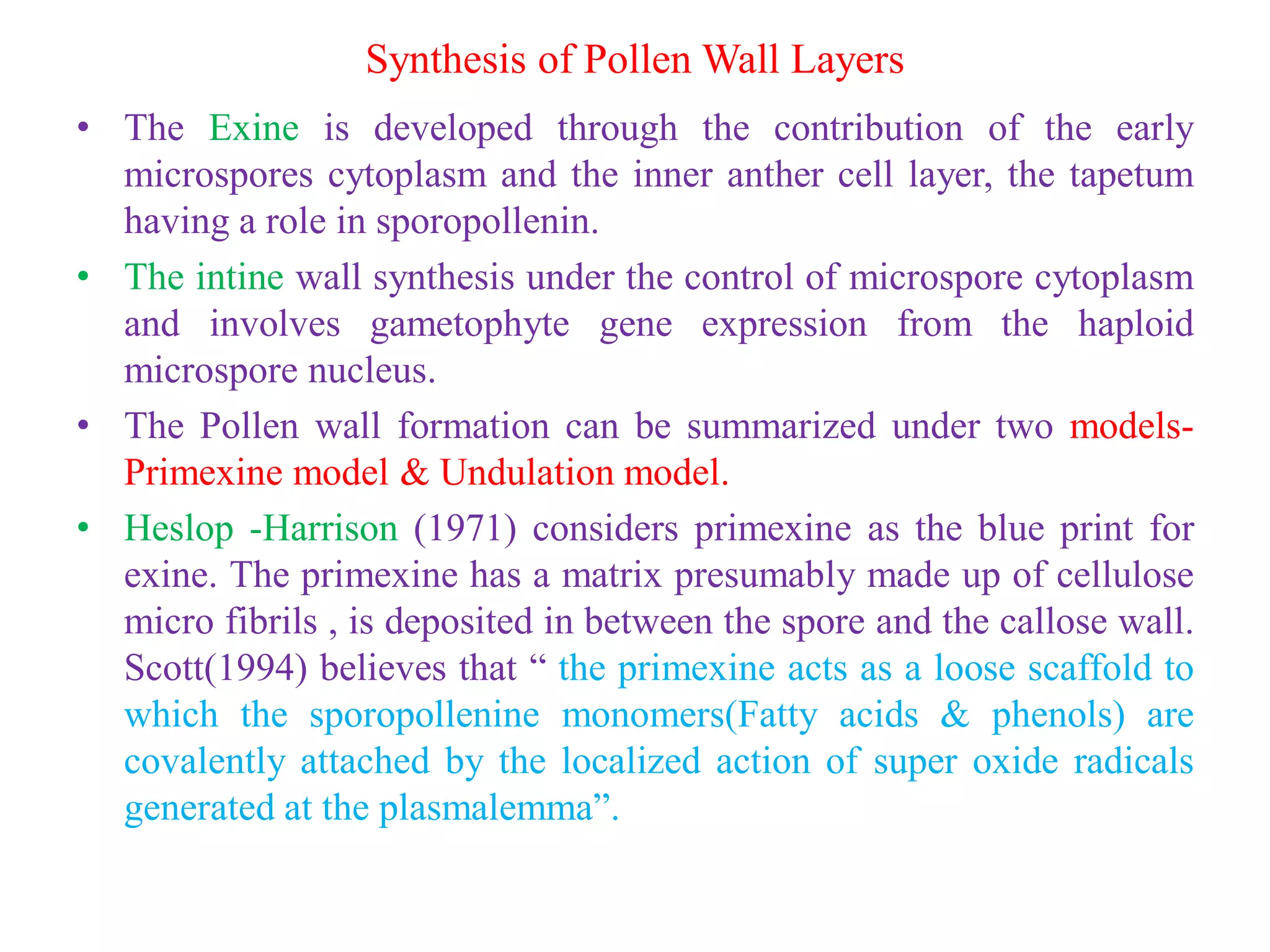 Pollen wall Structure and Male Germ Unit in Plants | PDF