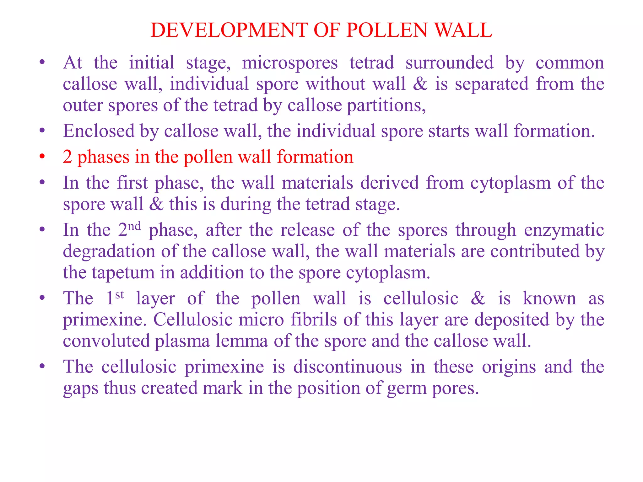 Pollen wall Structure and Male Germ Unit in Plants | PDF