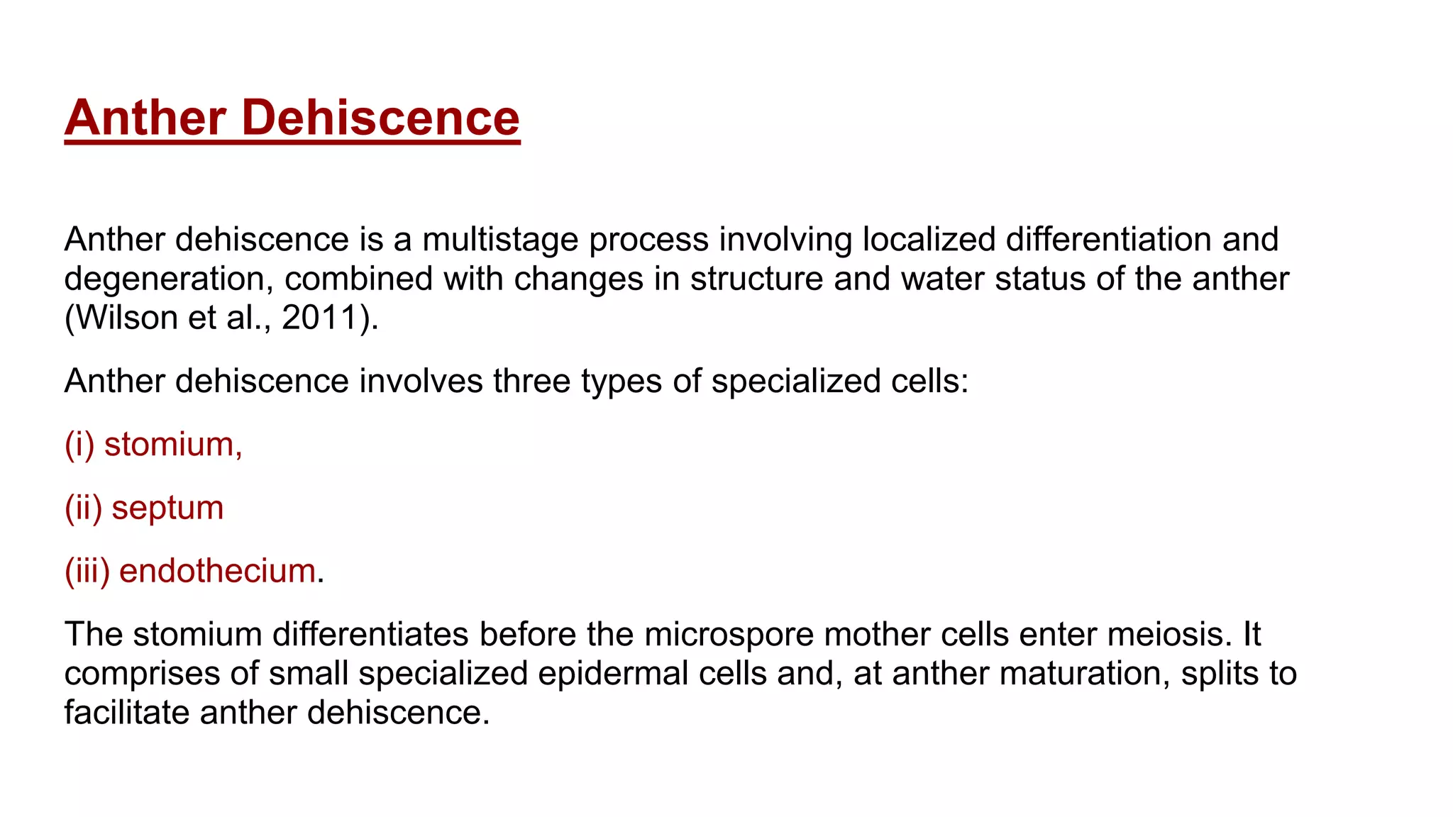 Pollen wall morphogenesis and anther Dehiscence | PPTX