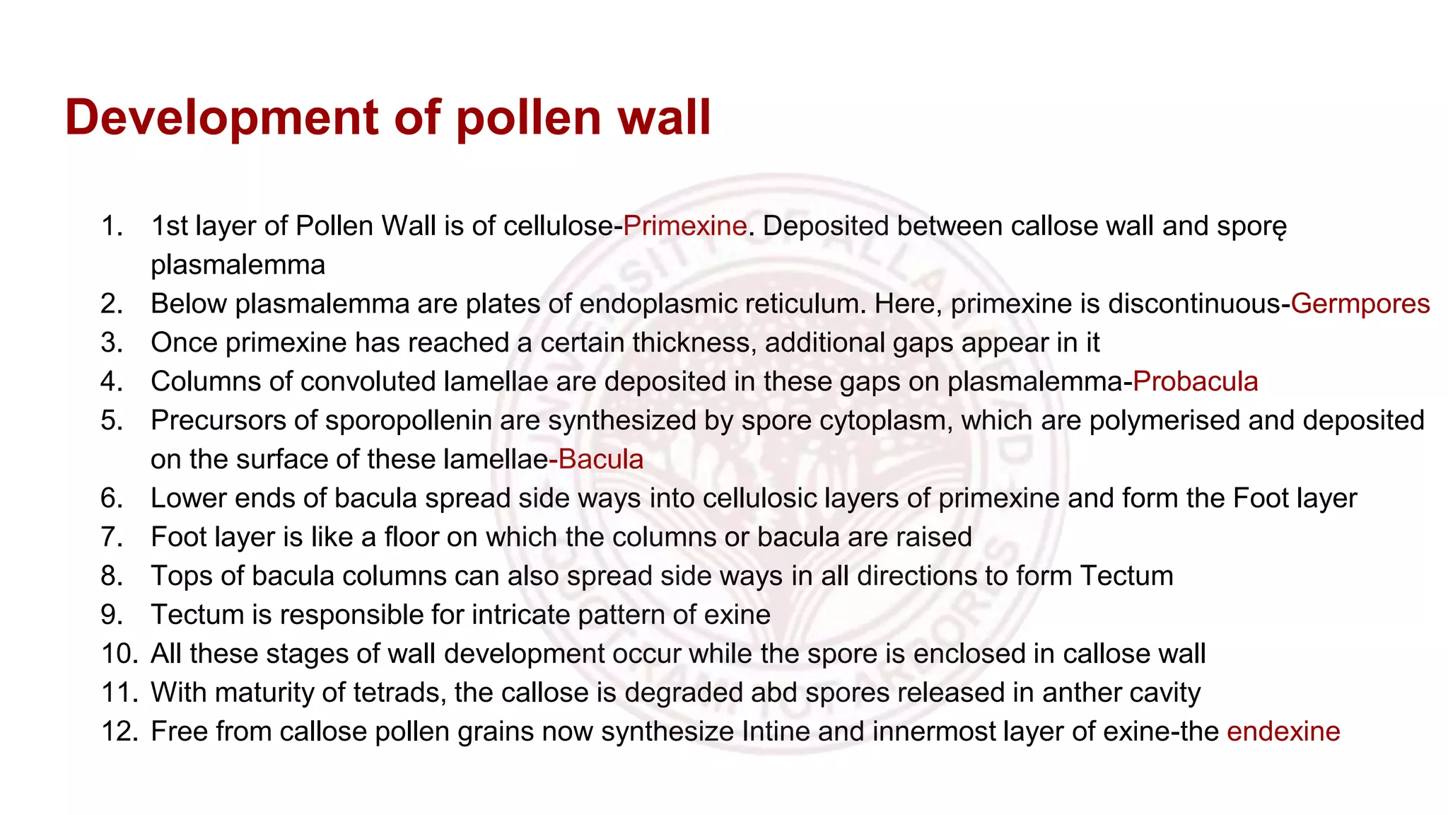 Pollen wall morphogenesis and anther Dehiscence | PPTX