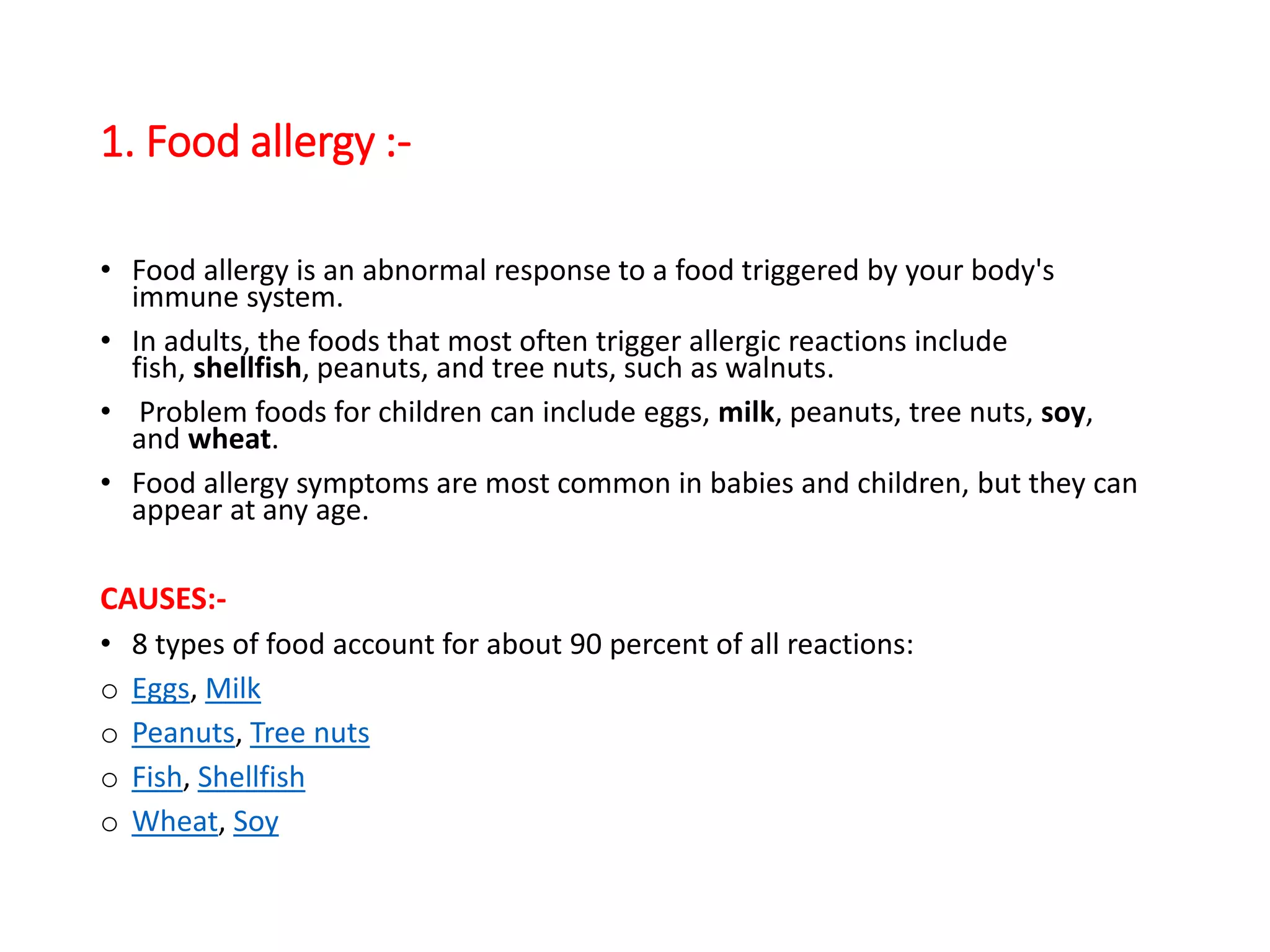 Pollinosis(allergic rhinitis), insect allergy & food allergy | PPTX