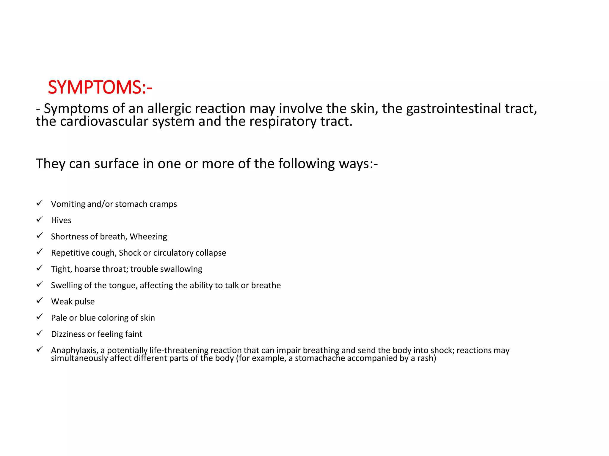 Pollinosis(allergic rhinitis), insect allergy & food allergy | PPTX