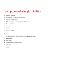 Pollinosis(allergic rhinitis), insect allergy & food allergy | PPTX