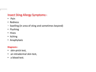 Pollinosis(allergic rhinitis), insect allergy & food allergy | PPTX