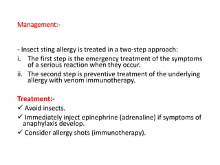 Pollinosis(allergic rhinitis), insect allergy & food allergy | PPTX
