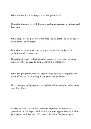 Pollutants can harm ecosystem function and may also harm human healt.docx