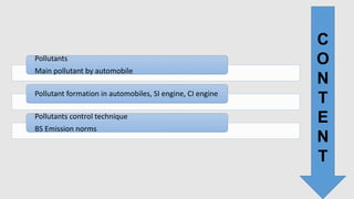 Pollutant formation and control in engine | PPTX