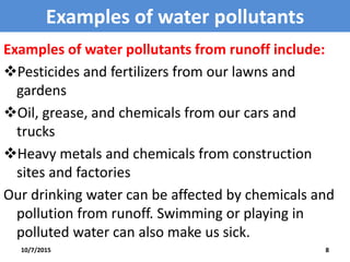 Pollutants of water | PPTX