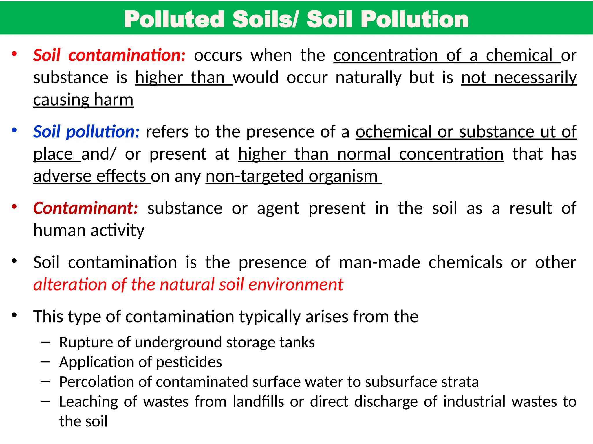 Polluted Soils, causes for soil pollution and problems associated | PPTX