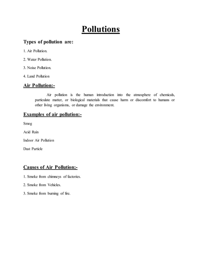 Pollution and its types | DOCX