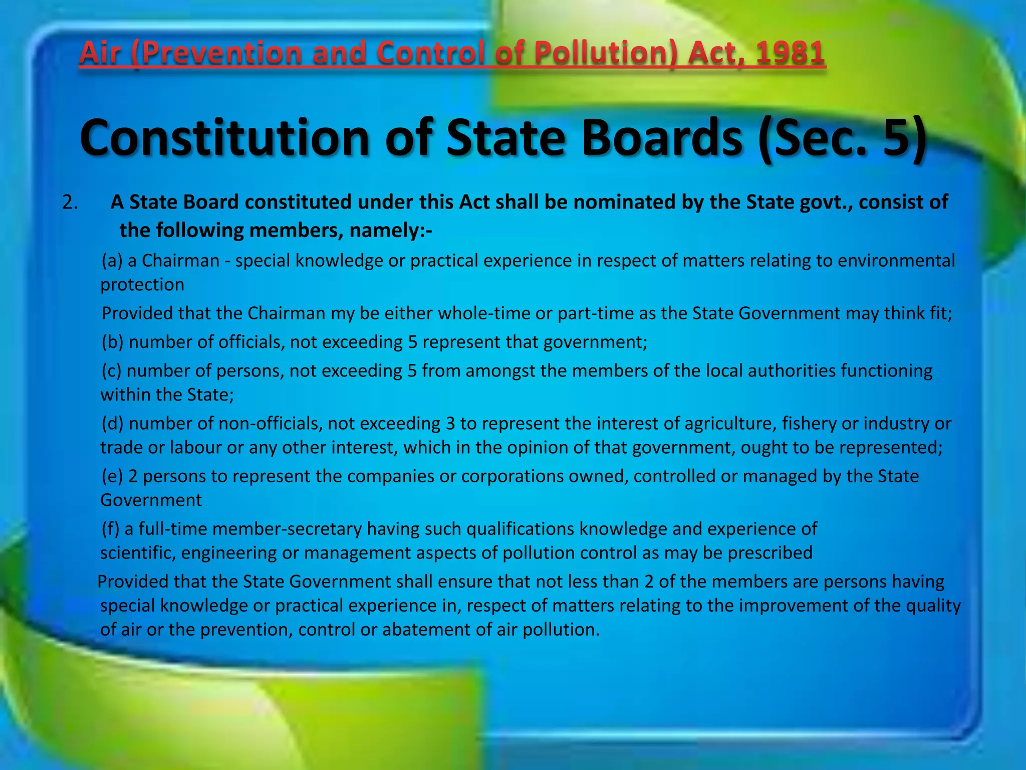 Air (prevention & control of pollution) Act 1981 | PPTX