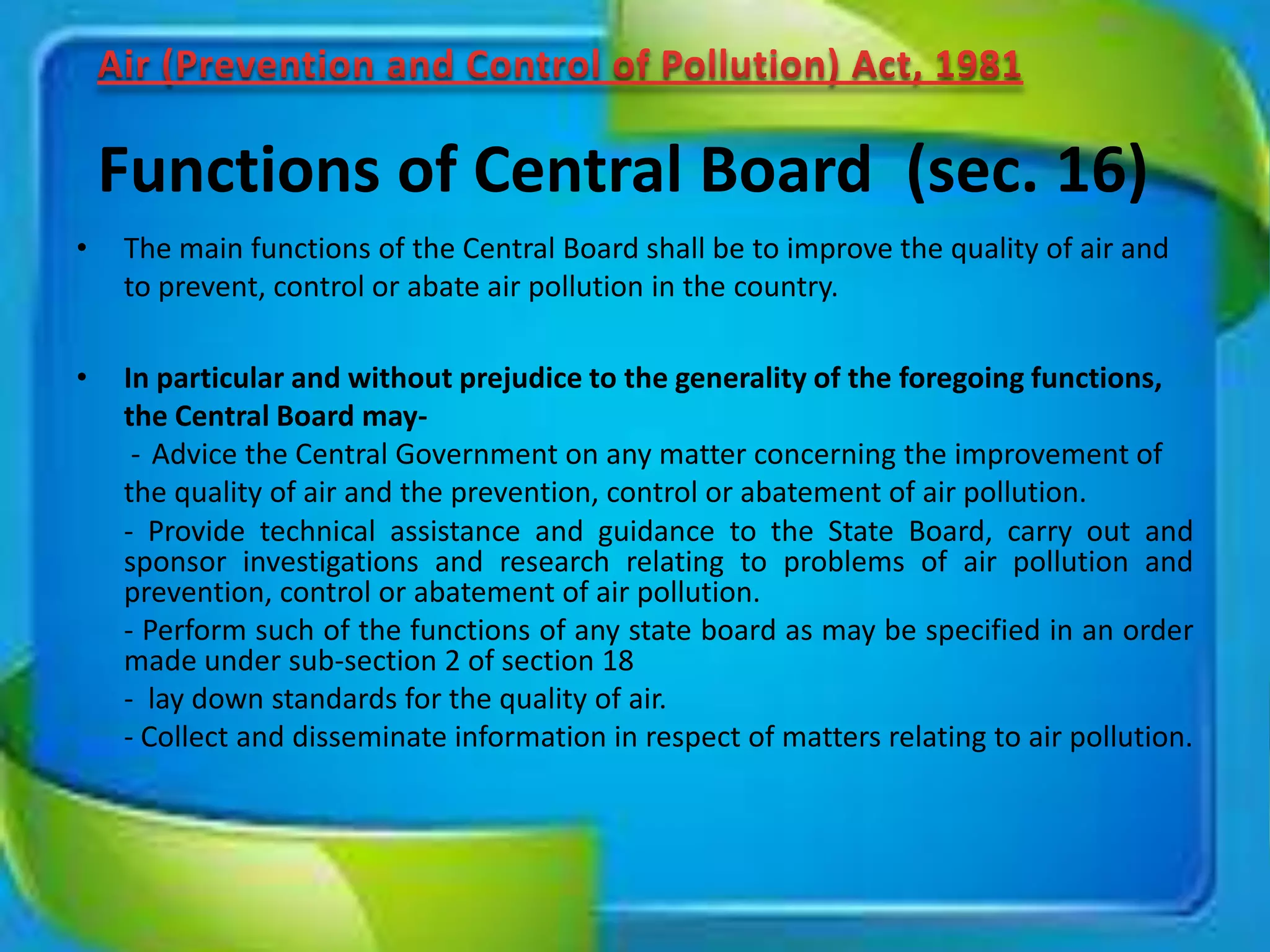 Air (prevention & control of pollution) Act 1981 | PPTX