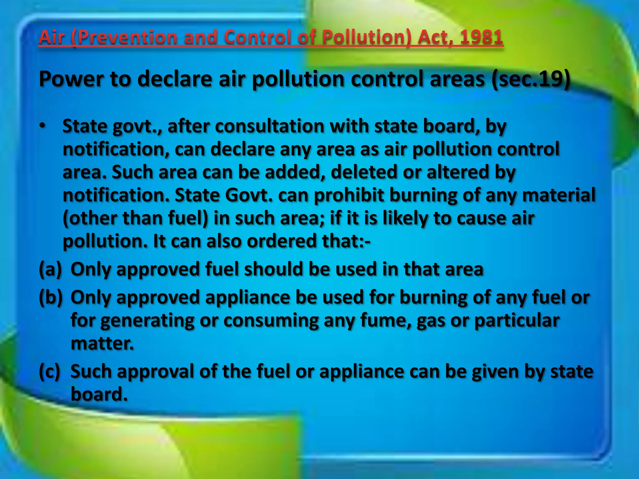 Air (prevention & control of pollution) Act 1981 | PPTX