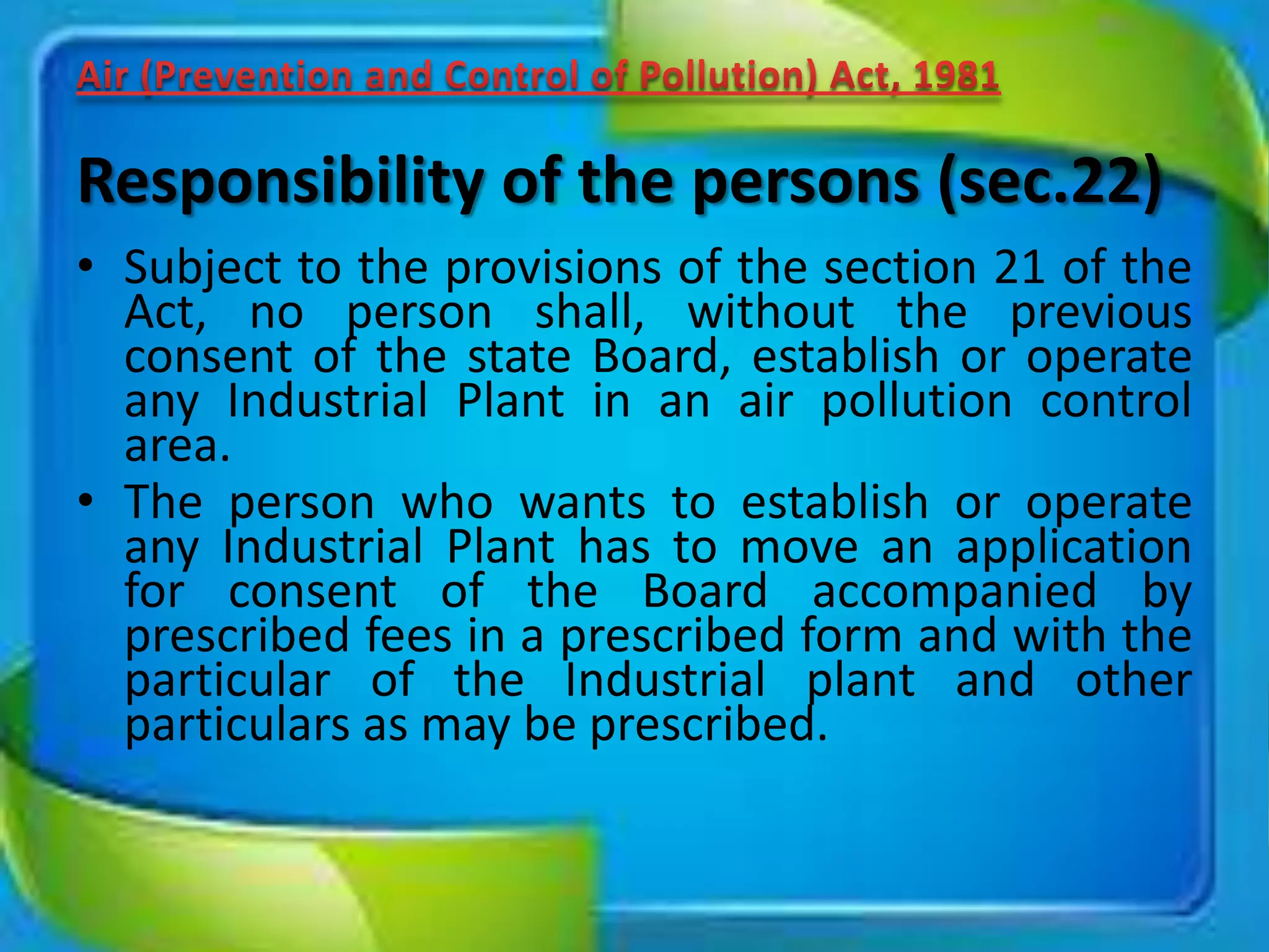 Air (prevention & control of pollution) Act 1981 | PPTX