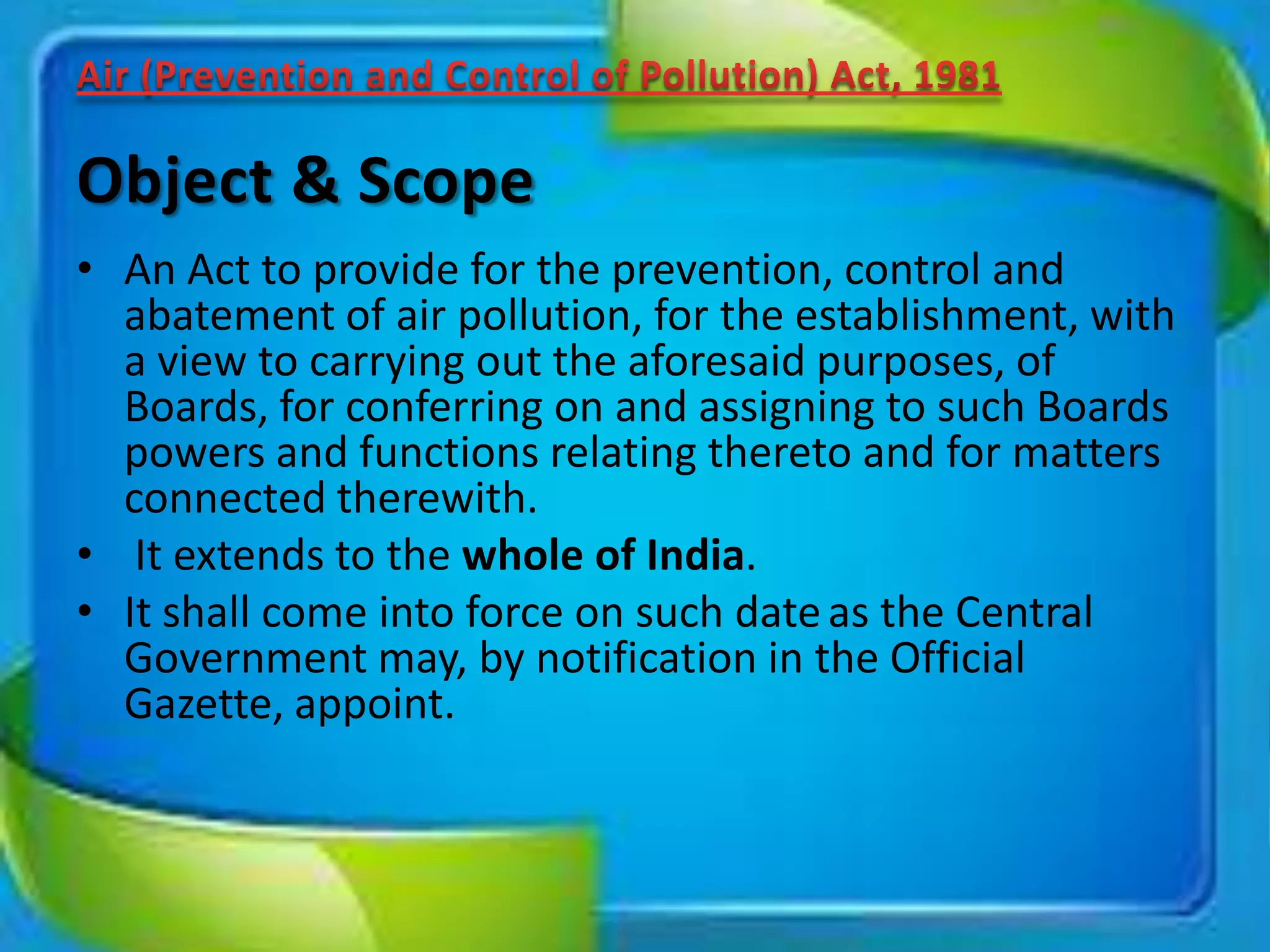 Air (prevention & control of pollution) Act 1981 | PPTX