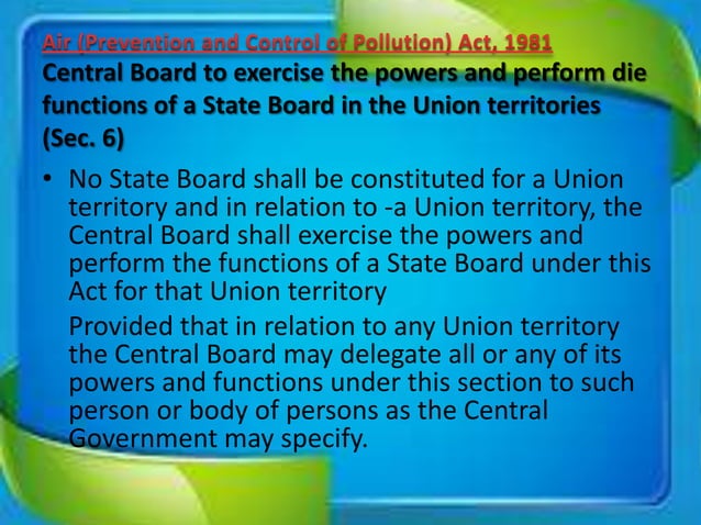 Air (prevention & control of pollution) Act 1981 | PPTX | Indoor ...