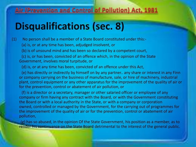 Air (prevention & control of pollution) Act 1981 | PPTX | Indoor ...